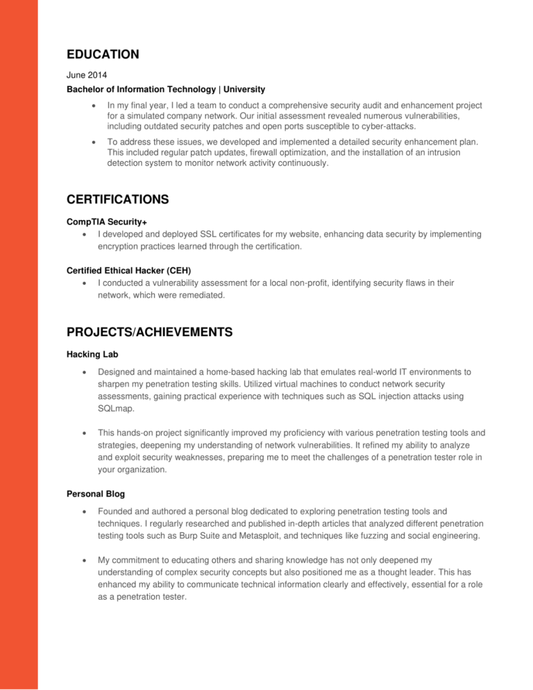 Best Penetration Tester Resume 2026 (Templates & Examples)